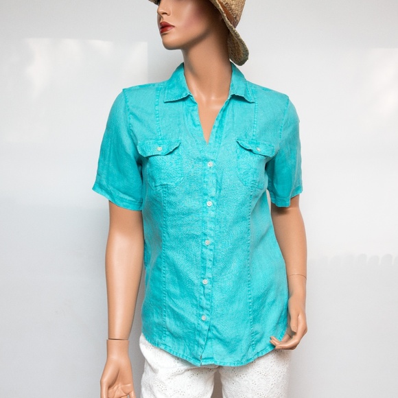 Tommy Bahama | Tops | Tommy Bahama Turquoise Shortsleeve Button Down ...